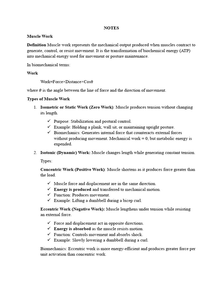 Notes On Muscle Work, Group Muscle Action, Angle of Pull & Mechanical ...