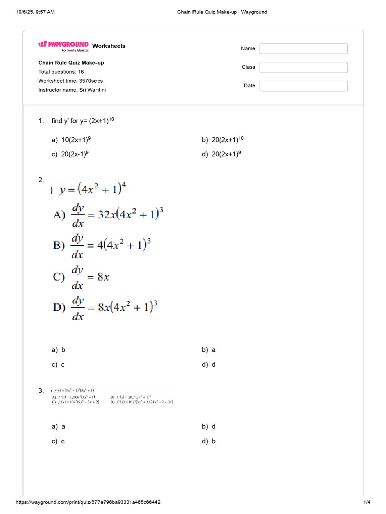 Chain Rule Quiz Worksheet | PDF | Chess Theory | Chess