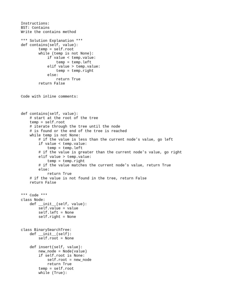 Coding Exercise 46 BST Contains | PDF | Computer Programming ...