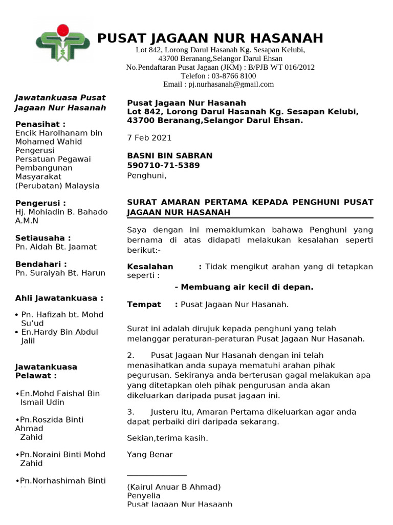 Surat Amaran Penghuni | PDF
