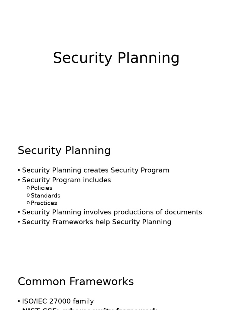 Security Planning and Frameworks Overview | PDF