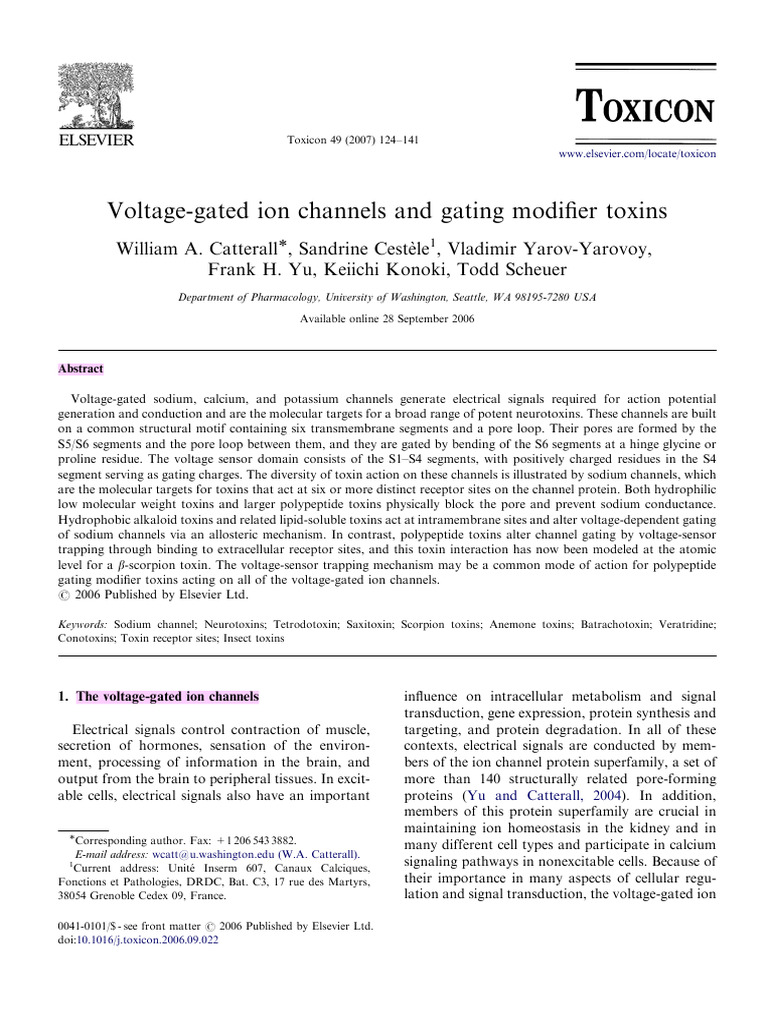 Voltge Gated Ion Channels and Gating Modifier Toxins | PDF | Ion ...