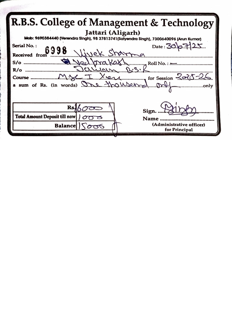 RBS Fee's Slip | PDF