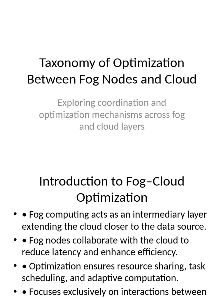 Fog-Cloud Optimization Strategies Explained | PDF | Cloud Computing ...