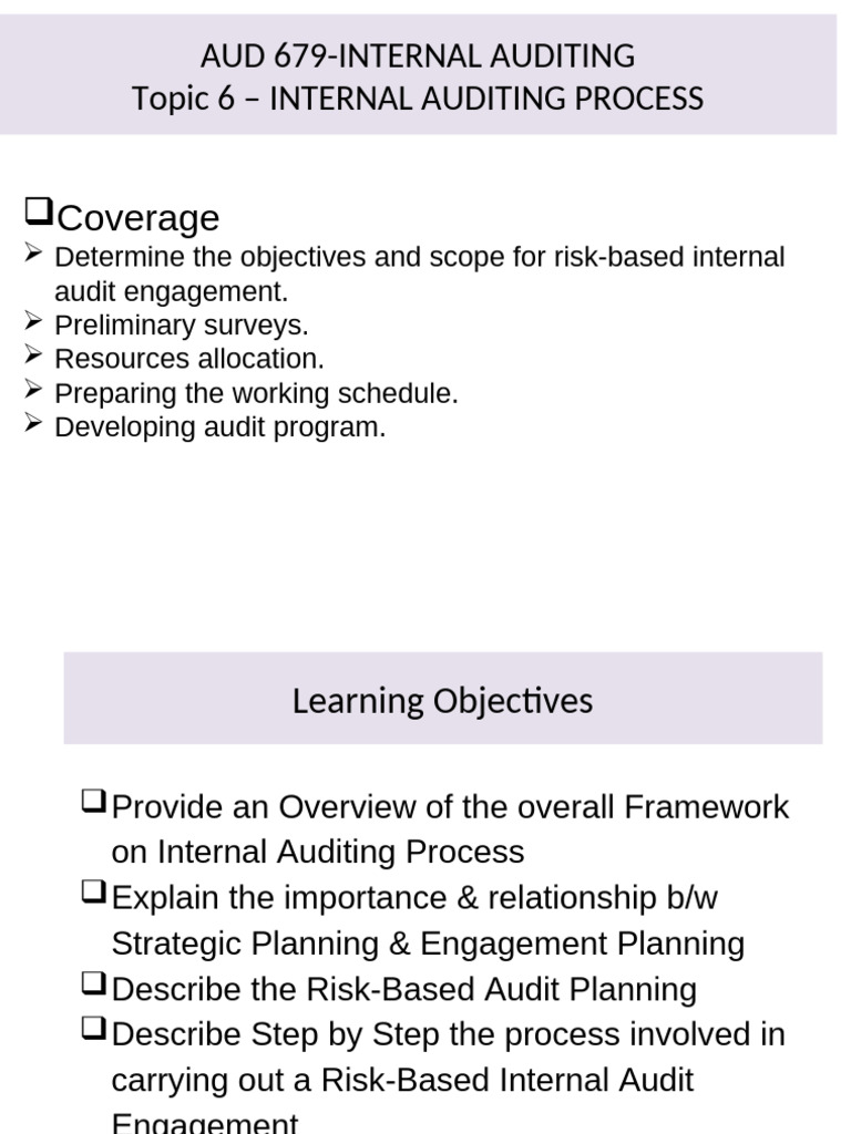 Chapter 6-Internal Audit Process@29102018 | PDF | Internal Audit | Audit