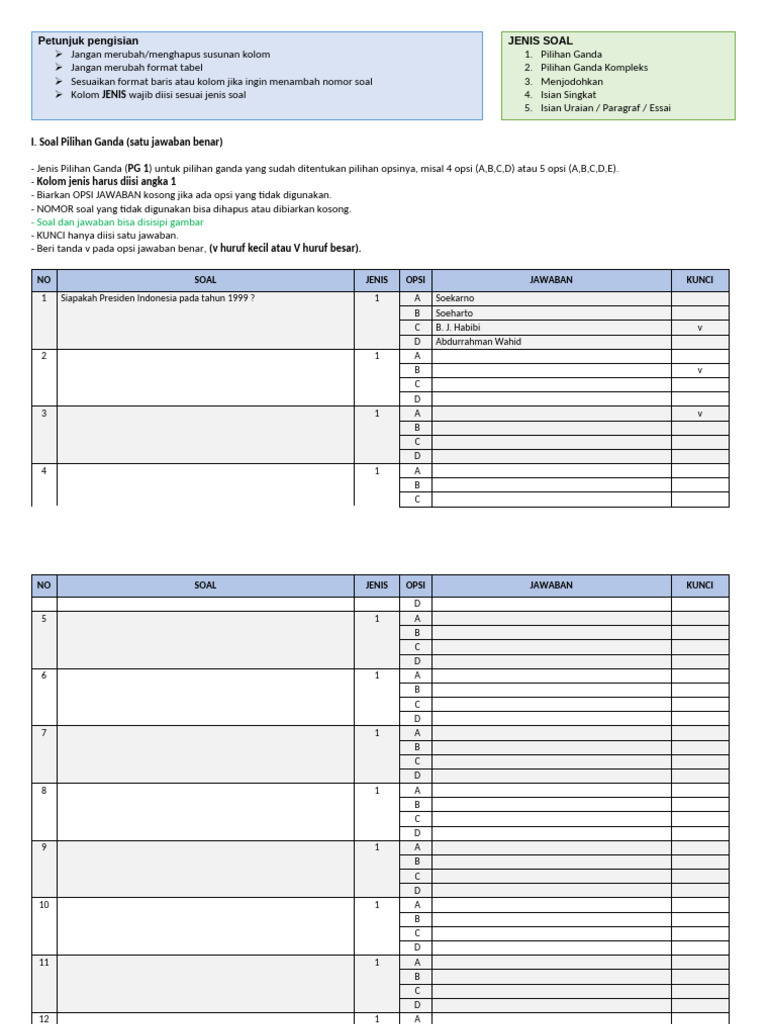 Template Soal Asesmen | PDF
