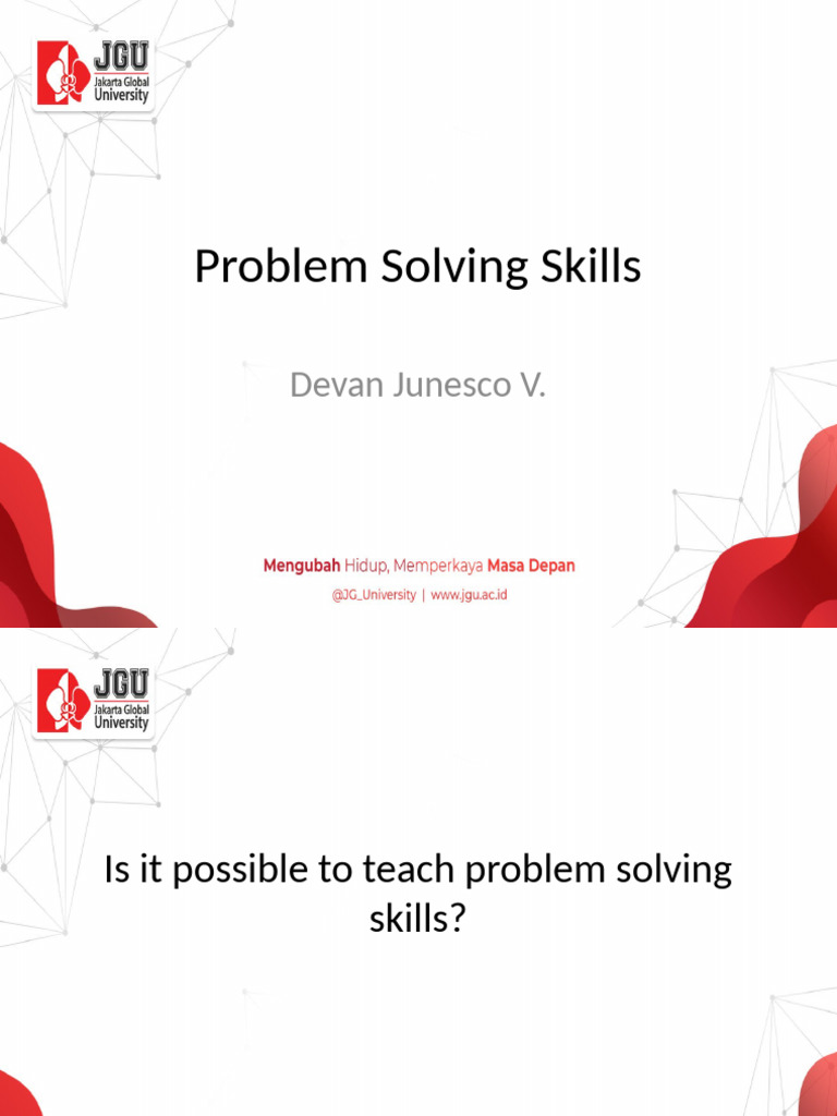 Problem Solving Skills | PDF | Knowledge | Metacognition