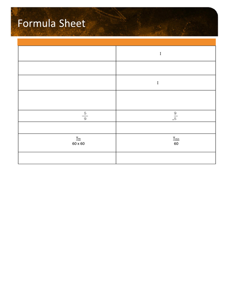 Formula Sheet | PDF