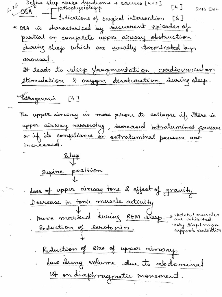 Obstructive Sleep Apnea - Hand Written Notes | PDF
