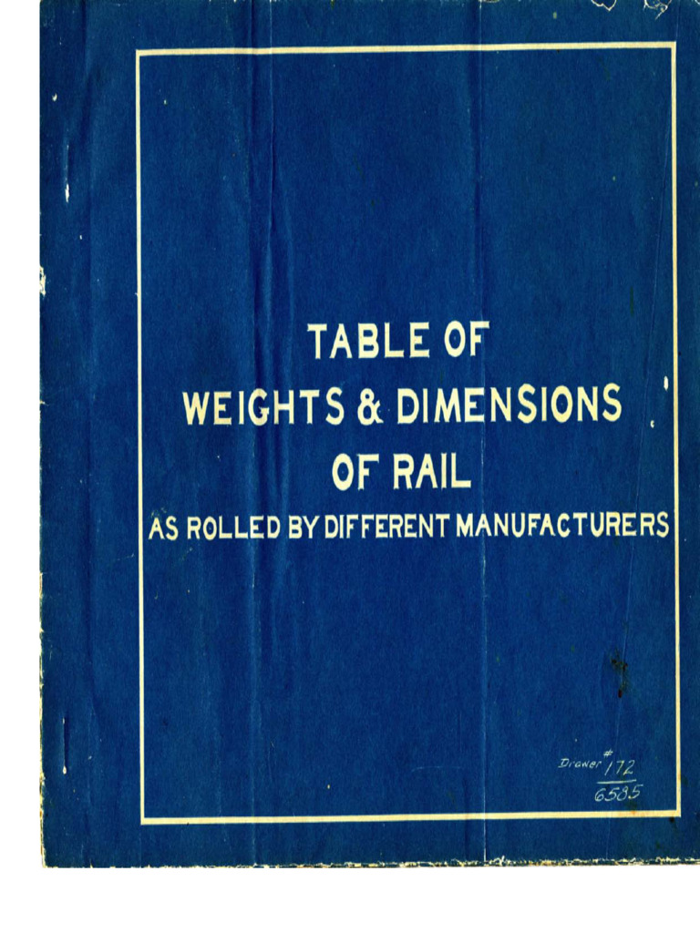 Table of Weights Dimensions of Rail 1 | PDF