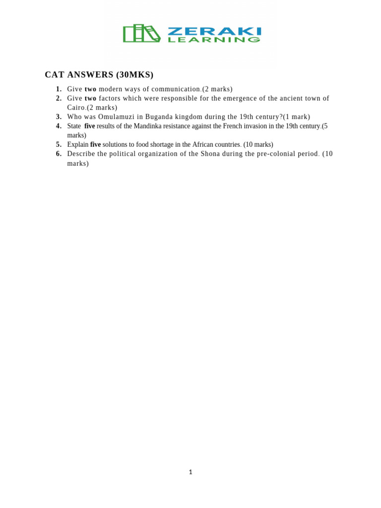 Form 3 Hist Cat Pp2-q | PDF