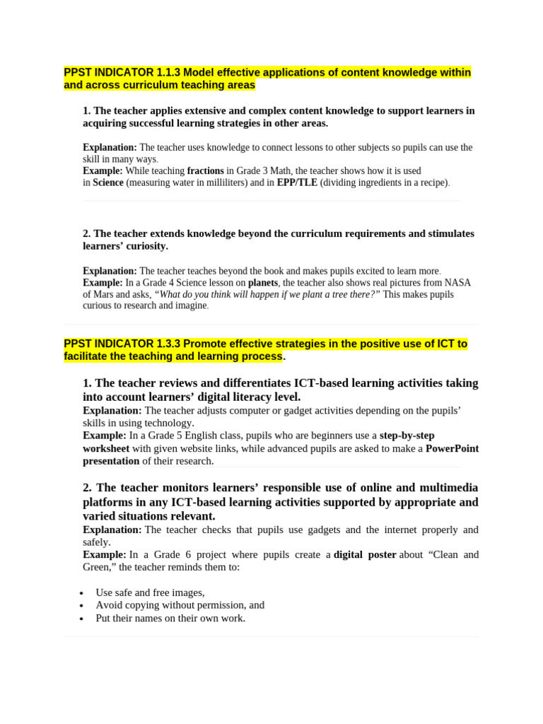 MASTER TEACHER CO GUIDELINES With Explanation and Example | PDF ...