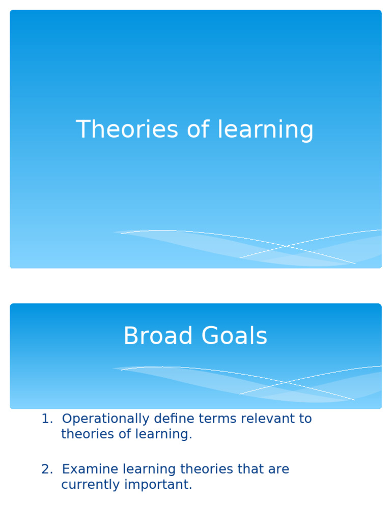 Theories of Learning | PDF | Learning Theory (Education) | Learning