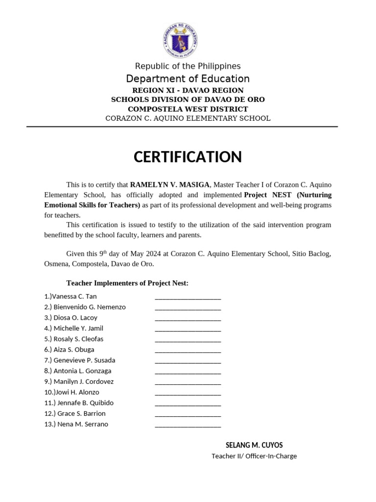 Certification Project Nest (Promotion) | PDF