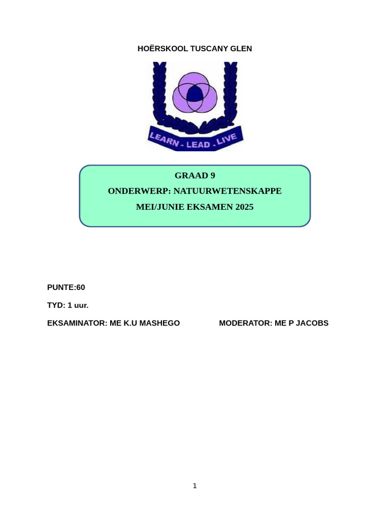 Grade 9 Ns Afri Exam | PDF