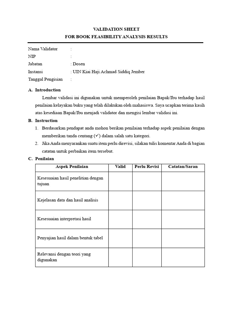 Lembar Validasi Hasil Analisis | PDF