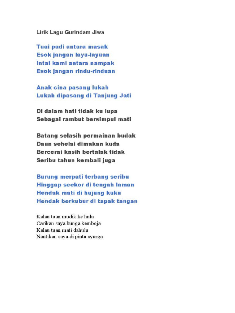 Gurindam Jiwa Lirik | PDF