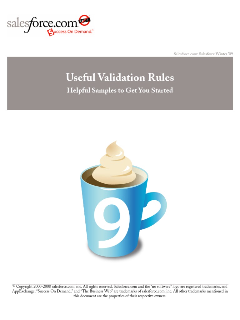 Sales Force Useful Validation Formulas | PDF | Salesforce.Com | Zip Code