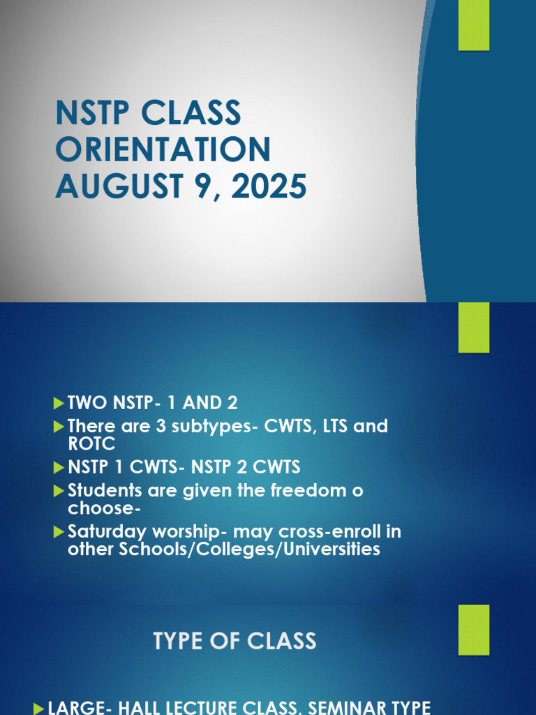 NSTP Class Orientation Overview 2025 | PDF