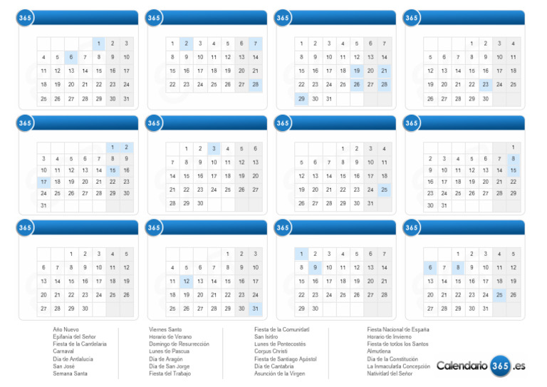 Calendario 2027 con Festivos en España | PDF | Pascua de Resurrección ...
