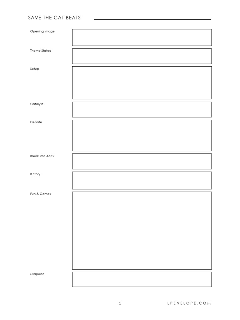 Save The Cat Beat Worksheet | PDF