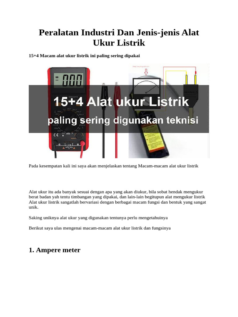 19 Jenis Alat Ukur Listrik Penting | PDF
