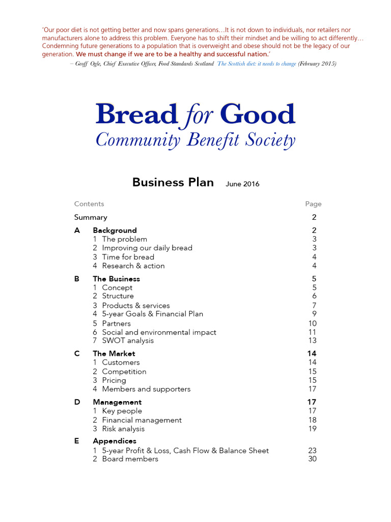 Bread For Good CBS Business Plan | PDF | Breads | Cereals