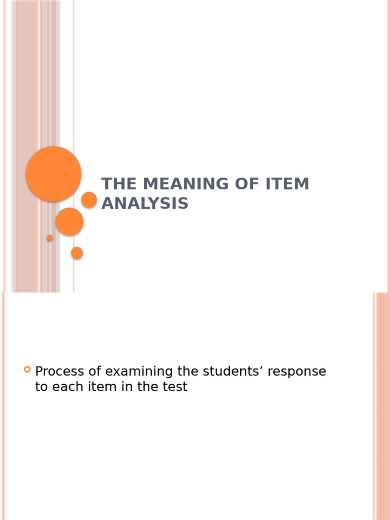 The Meaning of Item Analysis | PDF | Multiple Choice | Evaluation Methods