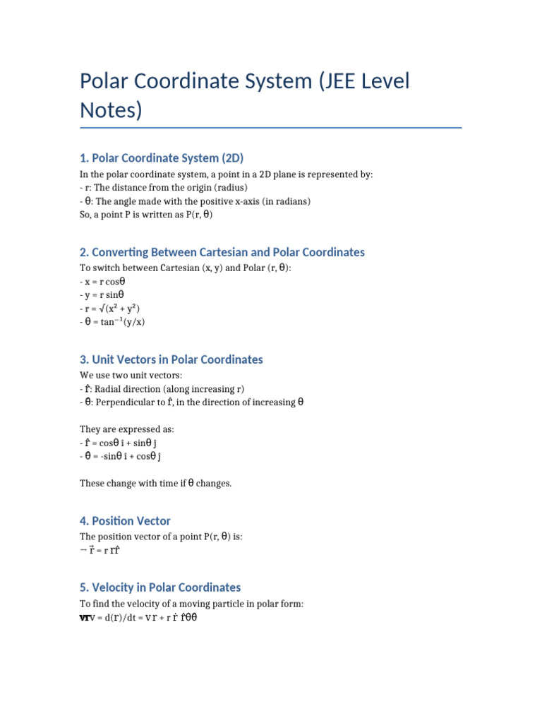 Polar Coordinate System Explained | PDF