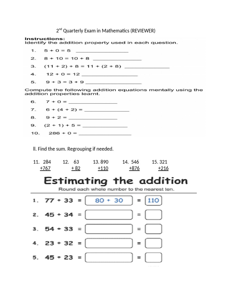 2nd Quarterly Exam in Mathematics - Docx SPENCER | PDF