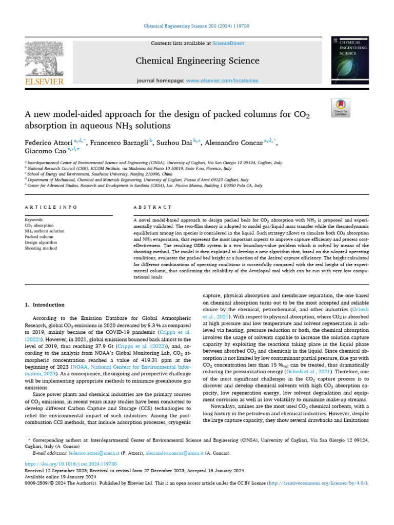 A New Model-Aided Approach For The Design of Packed Columns For CO2 ...