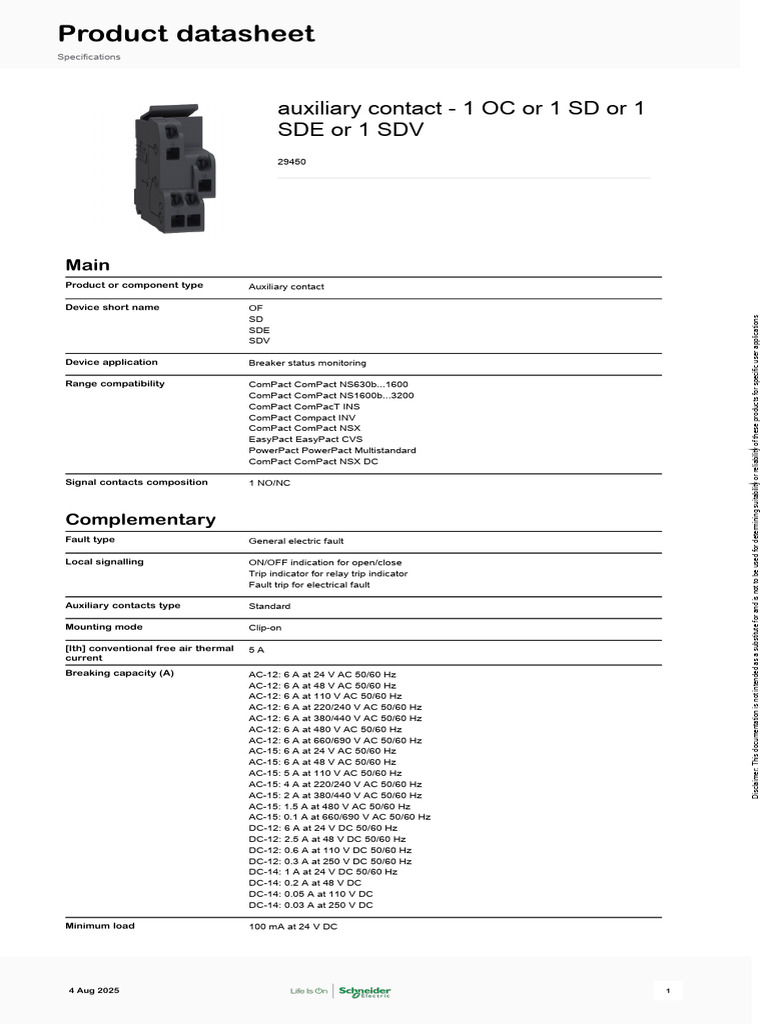 Schneider Electric ComPacT NSX New Generation 29450 | PDF | Alternating ...