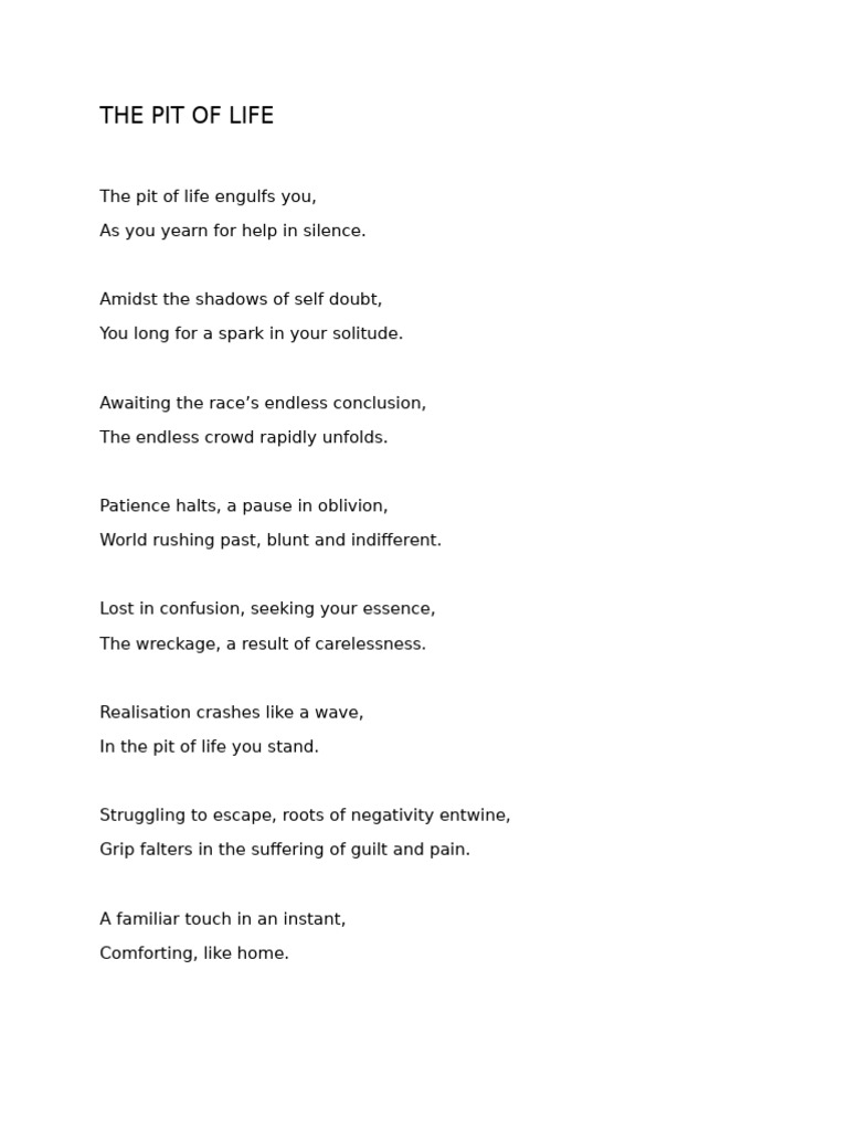 Poem The Pit of Life | PDF