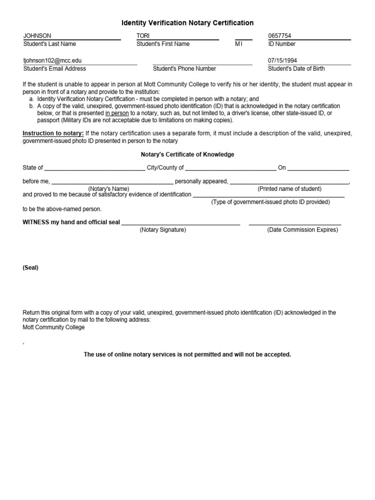 Notary Identity Verification Process | PDF | Identity Document | Notary ...