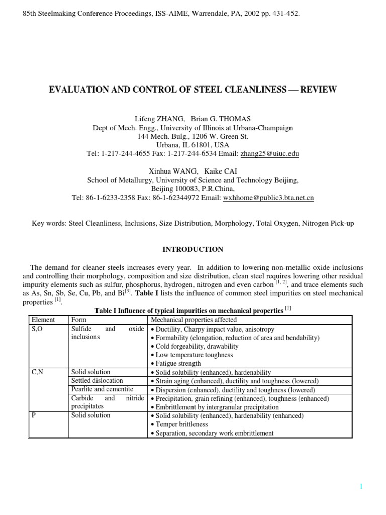 Steel Cleanliness | PDF | Steel | Casting (Metalworking)
