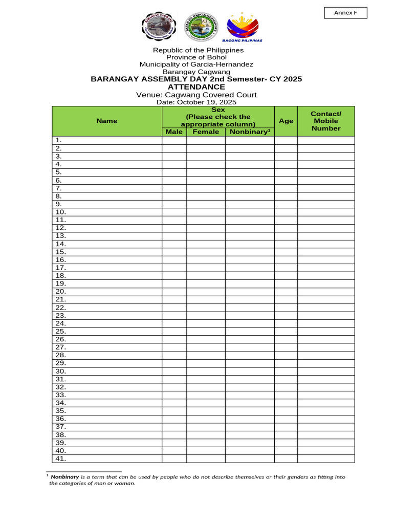 Attendance-Sheet For Assembly 2025 | PDF