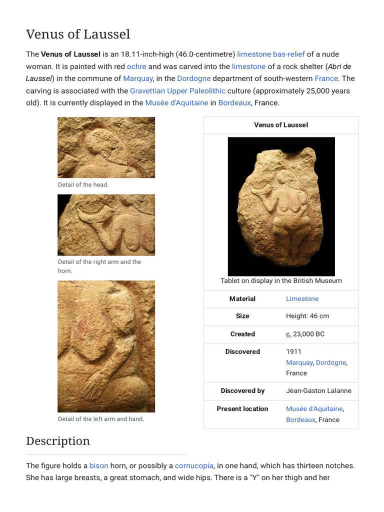 Venus of Laussel: Paleolithic Art | PDF