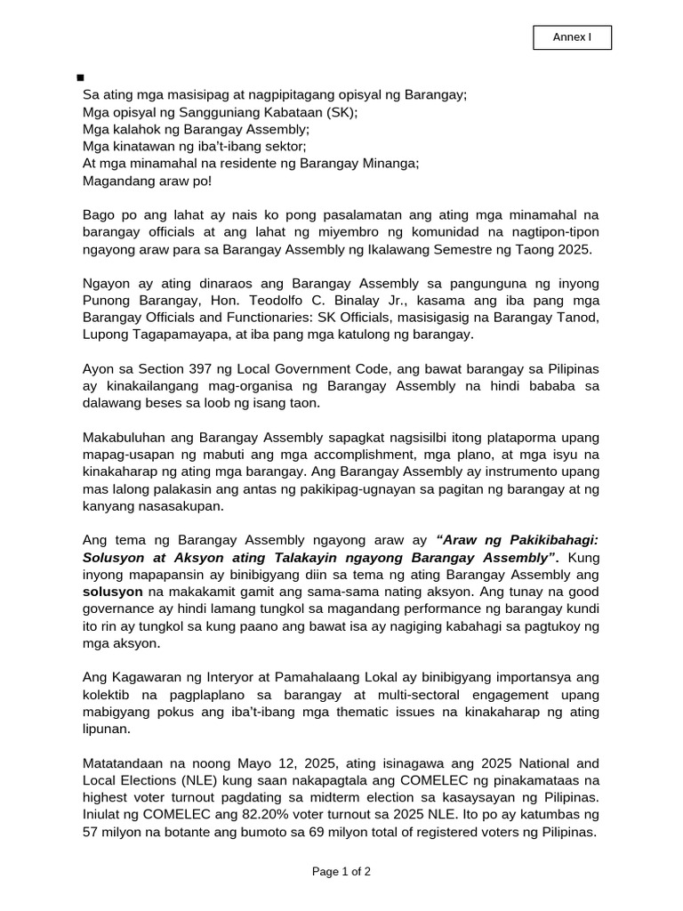 Annex I - Sample Message of Dilg Field Officer - 2025 2nd Semester ...