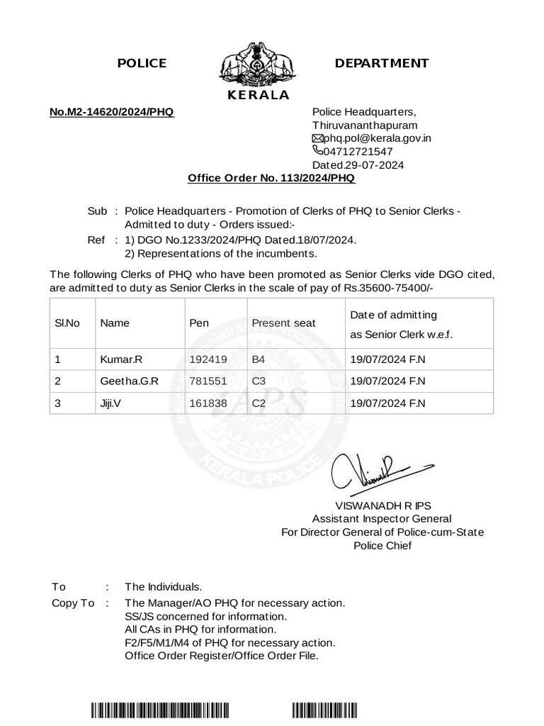 Office-Order M2-14620 2024 PHQ-246 | PDF