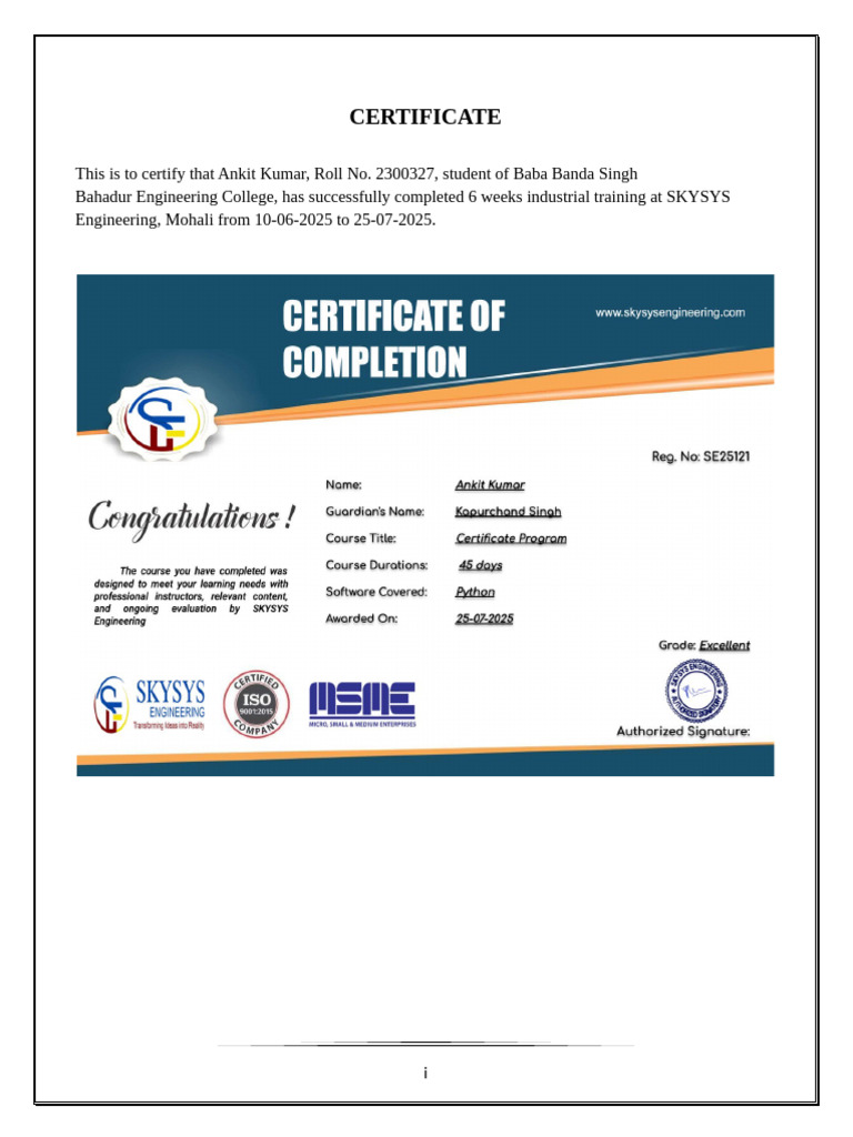 Certificate and Lasan | PDF | Python (Programming Language) | Calculator