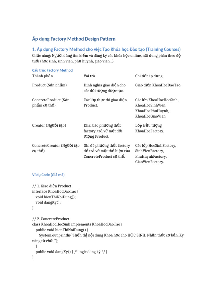 Factory Method Design Pattern Report | PDF