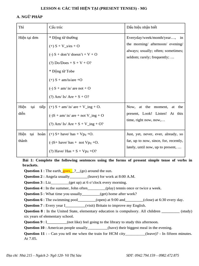 Present Tenses Grammar Guide | PDF | Language Families | Linguistic ...