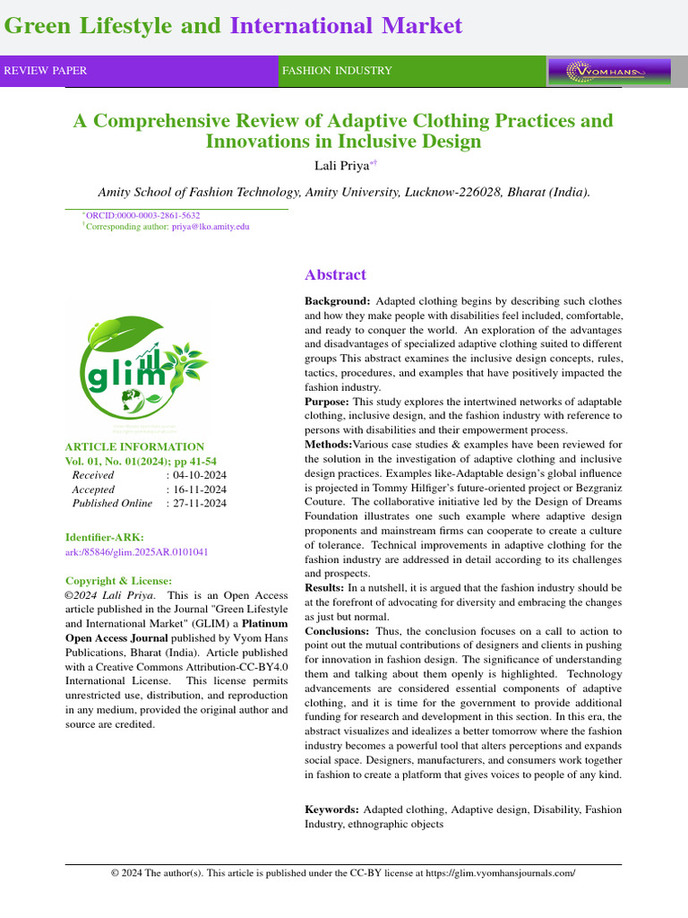 A Comprehensive Review of Adaptive Clothing Practi | PDF | Fashion ...