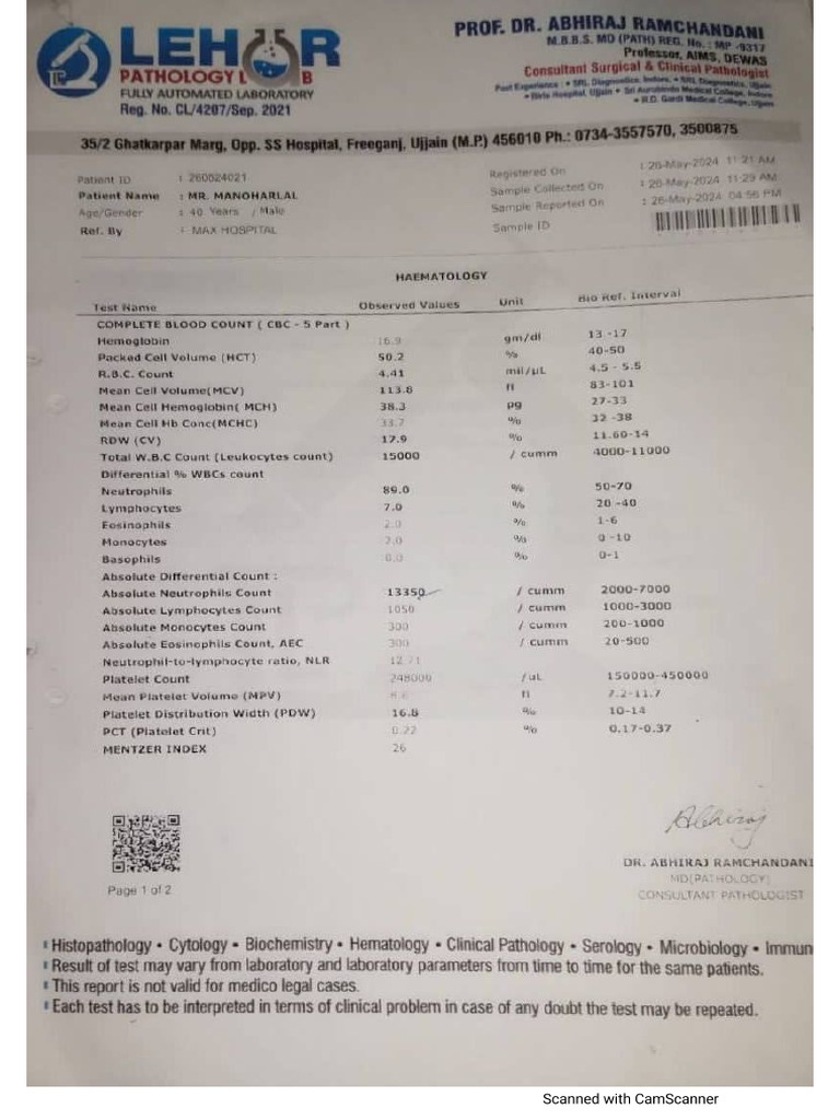 Manohar Hospital Reports | PDF