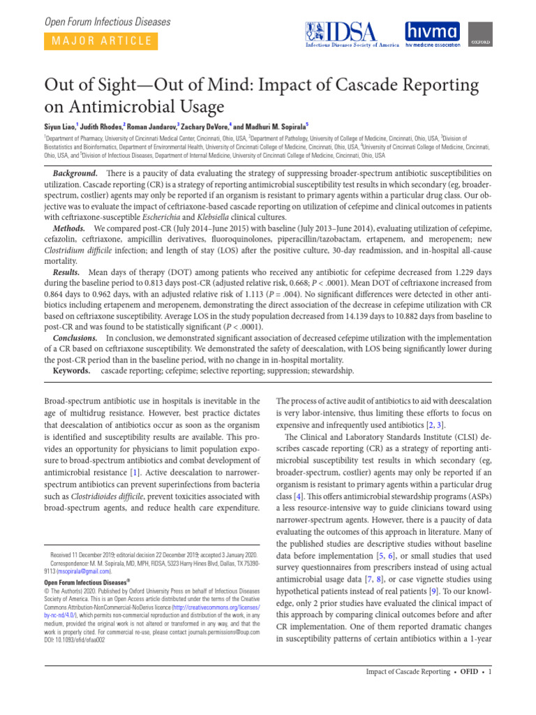 Cascade Reporting's Effect on Antibiotic Use | PDF | Infection ...