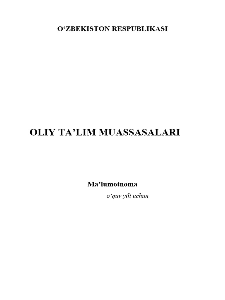 OTMlarga Kirishdagi Imtiyozlar 2022-Yil | PDF