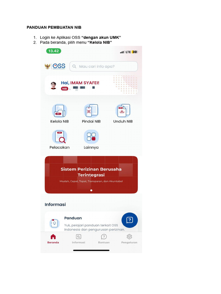 Panduan Pembuatan NIB | PDF