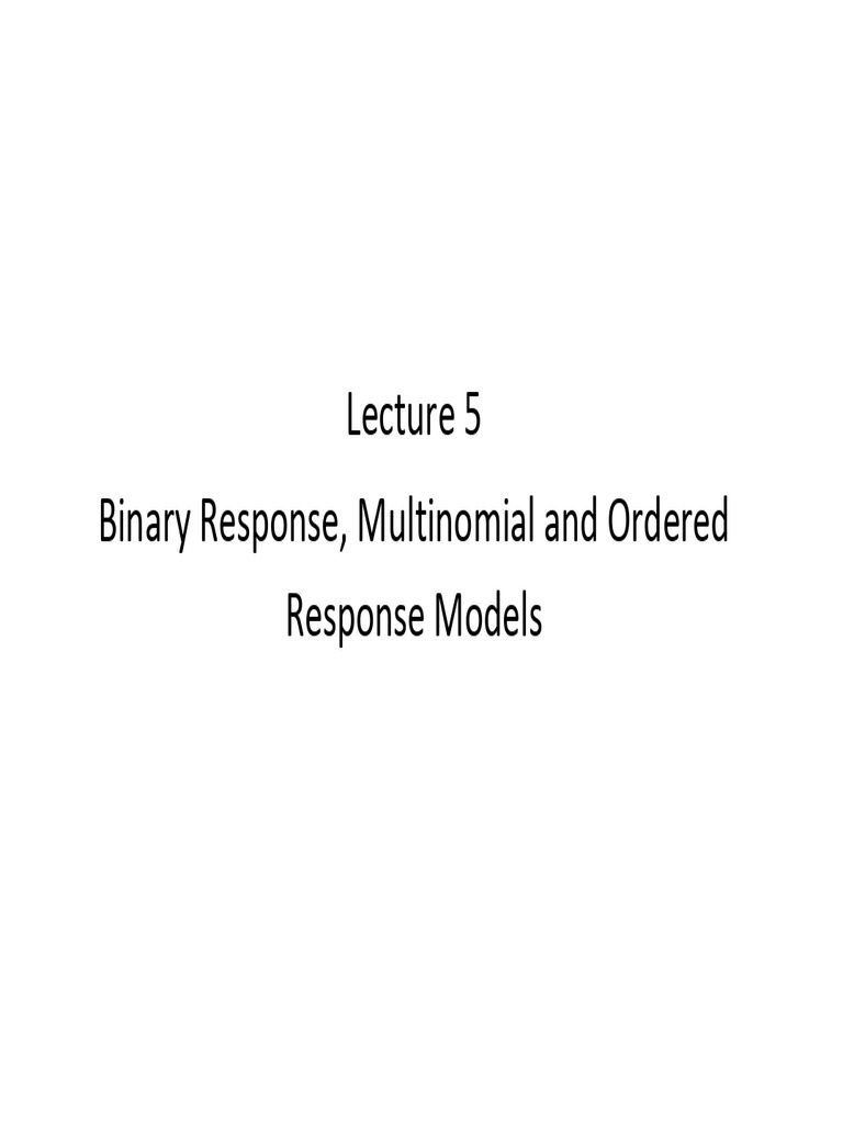 Foster Lec05 - Binary Response Models | PDF | Estimator | Ordinary Least Squares