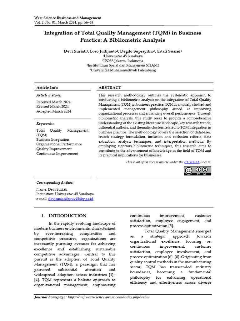 Integration of Total Quality Management | PDF | Quality Management | Business