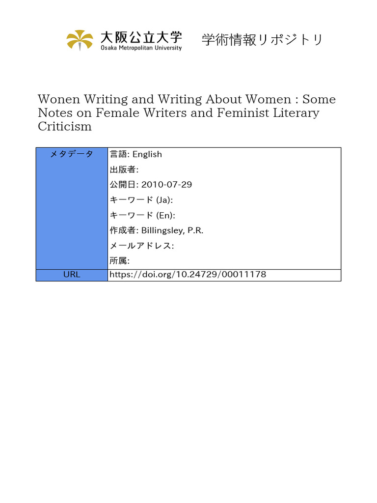 Wonen Writing and Writing About Women | PDF | Feminism | Gender Studies